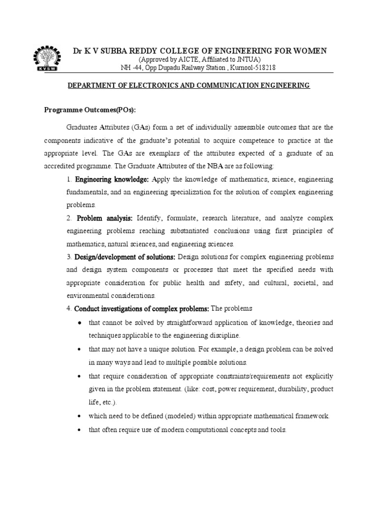 02 B Program Outcomes | PDF | Engineering | Mathematics