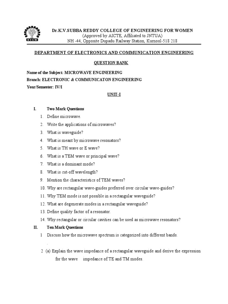 9.b.MWE-QUESTION BANK | PDF | Waveguide | Amplifier