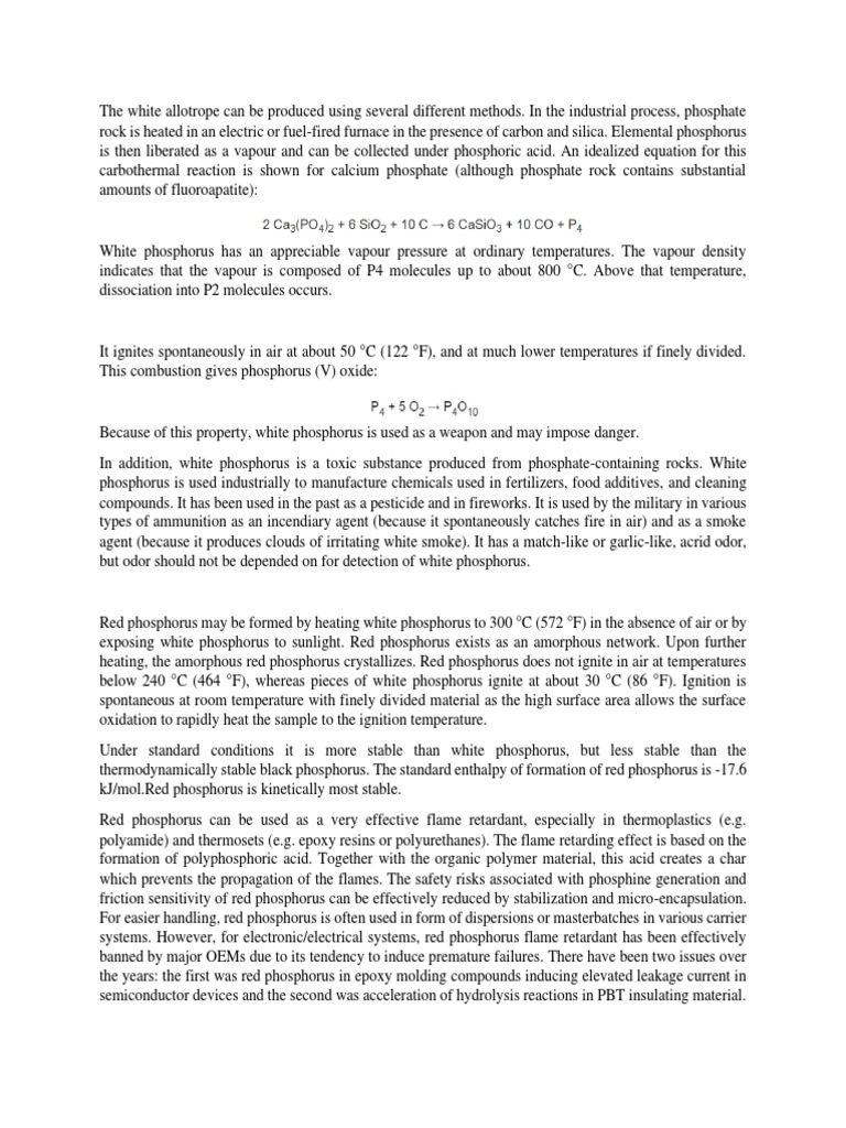 Allotropes of Phosphorus (White and Red) | PDF | Phosphorus | Materials