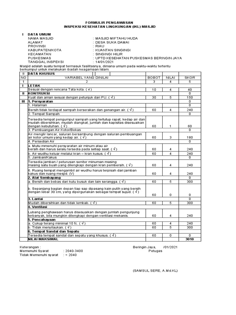 Form Ikl Masjid | PDF