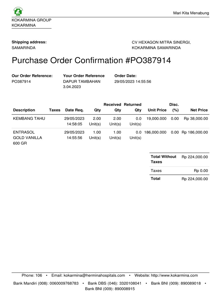 Purchase Order TAMBAHAN 03.04.23 | PDF