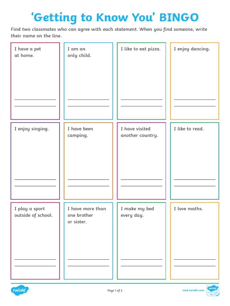 Getting To Know You BINGO | PDF