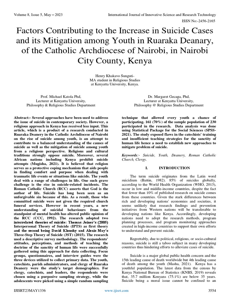 Factors Contributing To The Increase in Suicide Cases and Its ...