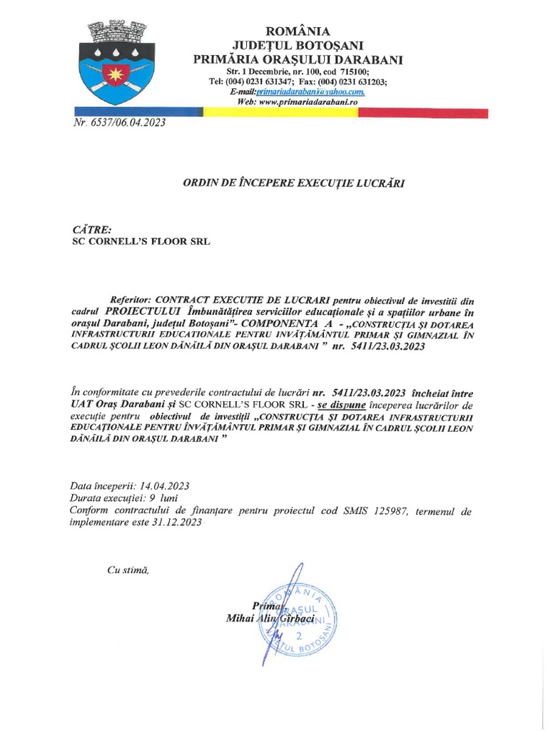 Ordin Incepere Lucrari AXA 13 A | PDF