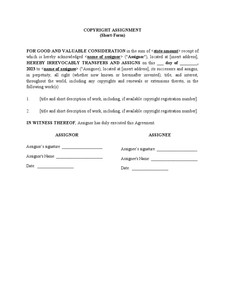 Copyright Assignment simple | PDF