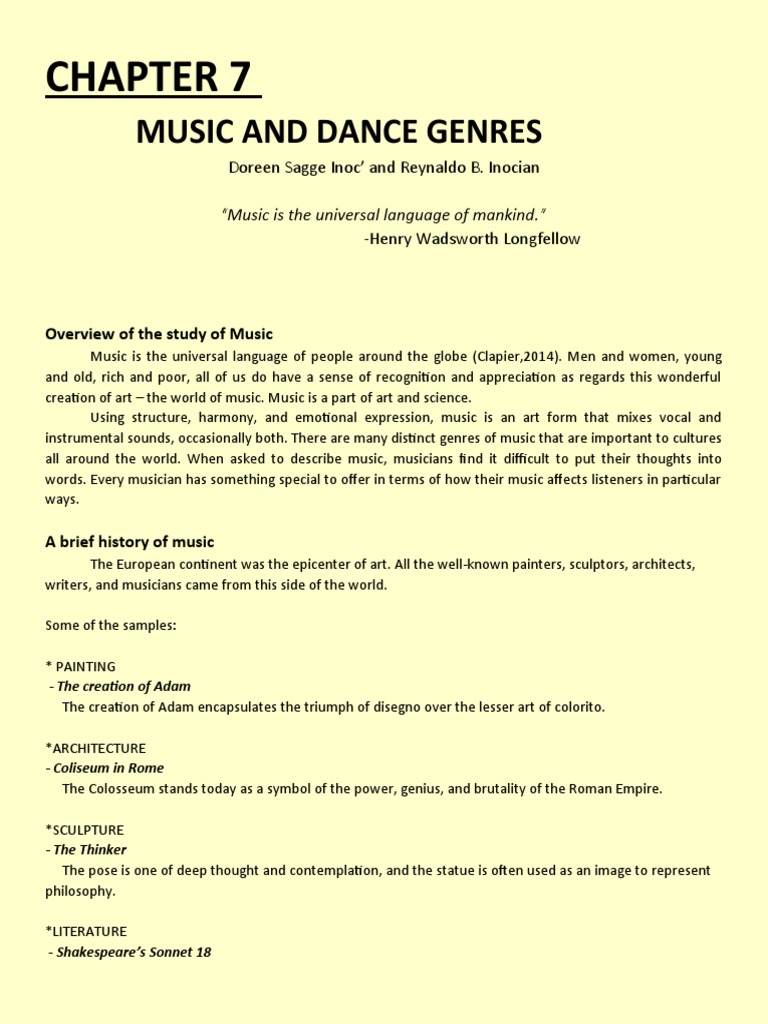 Music and Dance Genres | PDF | Classical Period (Music) | Baroque Music
