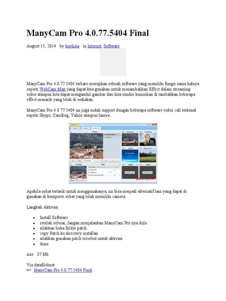 ManyCam Pro 4.0.77: Panduan Aktivasi | PDF | Komputer | Teknologi ...