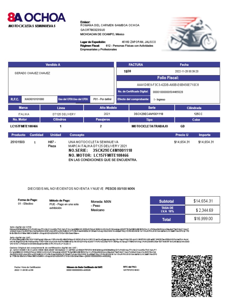 Refactura 2021 Italika 2021 | PDF | Motociclismo