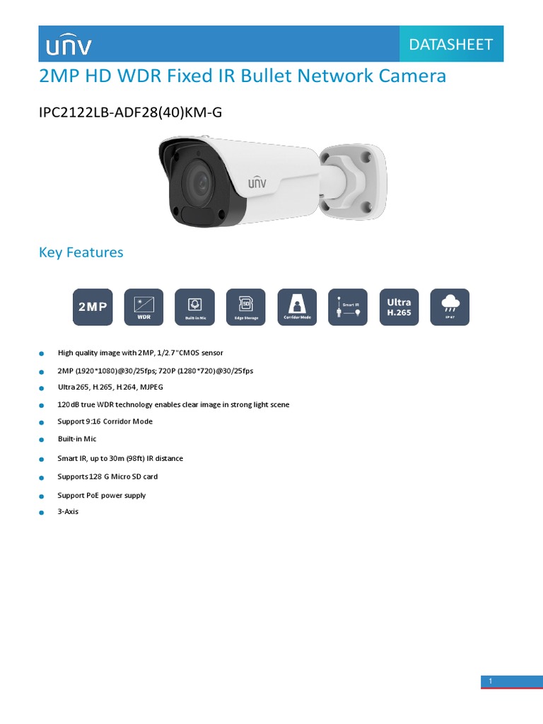 UNV IPC2122LB-ADF28 (40) KM-G 2MP HD Fixed IR Bullet Network Camera V1.0-EN | PDF | Camera ...