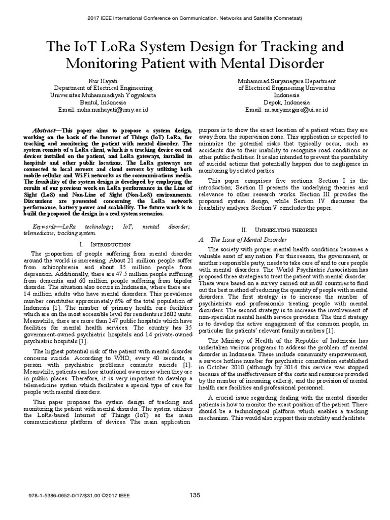 The IoT LoRa System Design For Tracking and Monitoring Patient With Mental Disorder | PDF ...