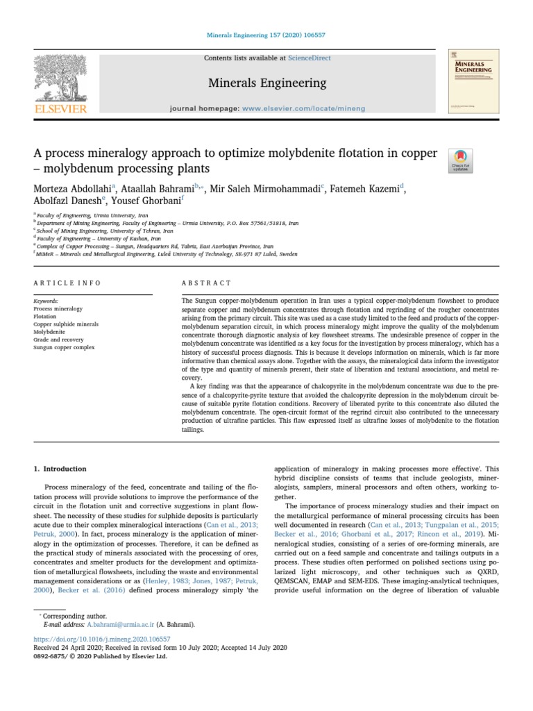 Optimize Molybdenite Flotation in Cu-Mo Plants | PDF | Minerals ...