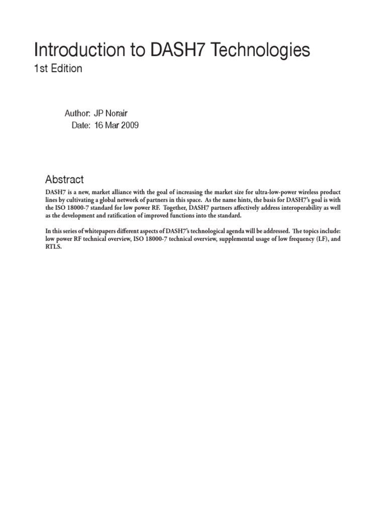 Introduction To DASH7 Technologies | PDF | Antenna (Radio) | Radio