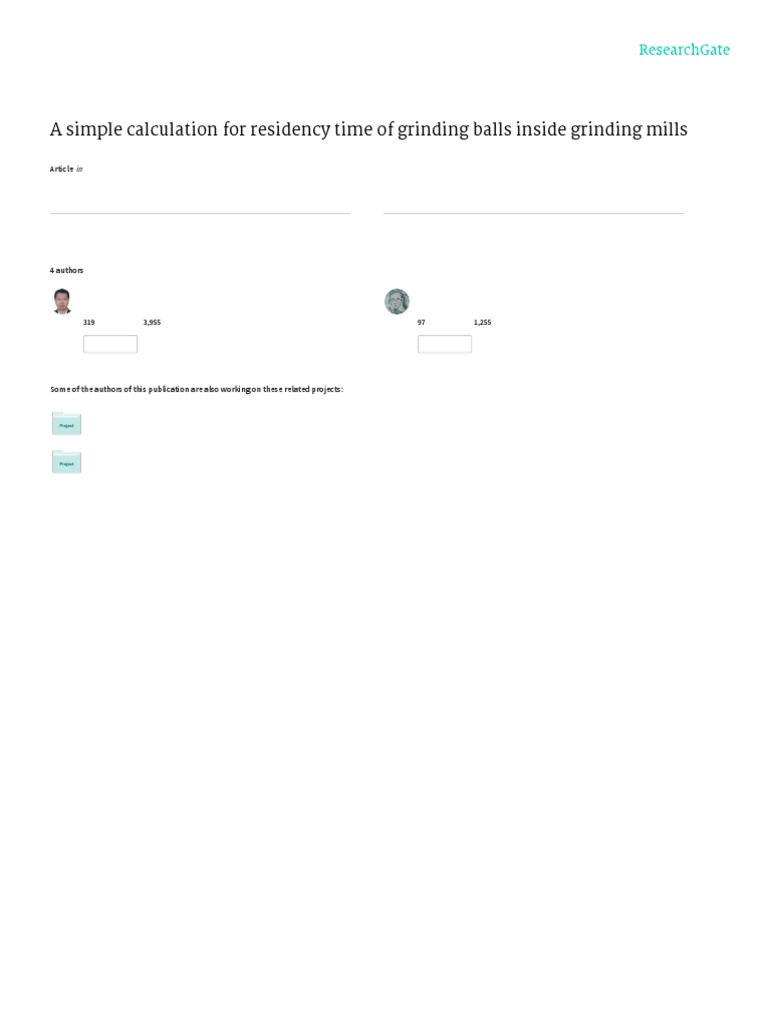 Grinding Ball Residency Time Calculation | PDF | Mill (Grinding) | Speed
