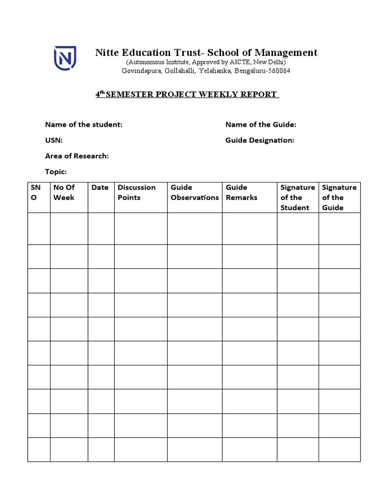 Weekly Report - Format - Student | PDF