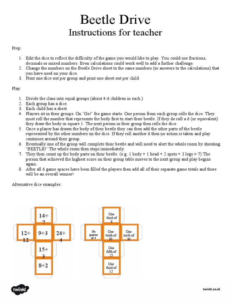 T N 4975 Editable Beetle Drive Game | PDF | Mathematics