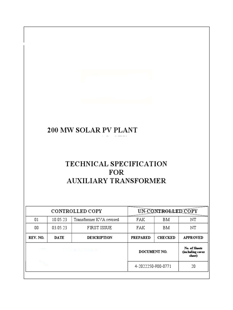 Auxiliary Trafo Spec R1 13.05.2023 | PDF | Transformer | Insulator ...