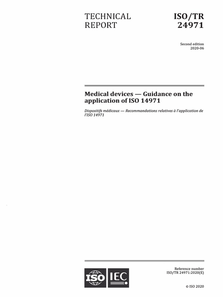 Iso TR 24971-2020 | PDF | Risk Management | Risk