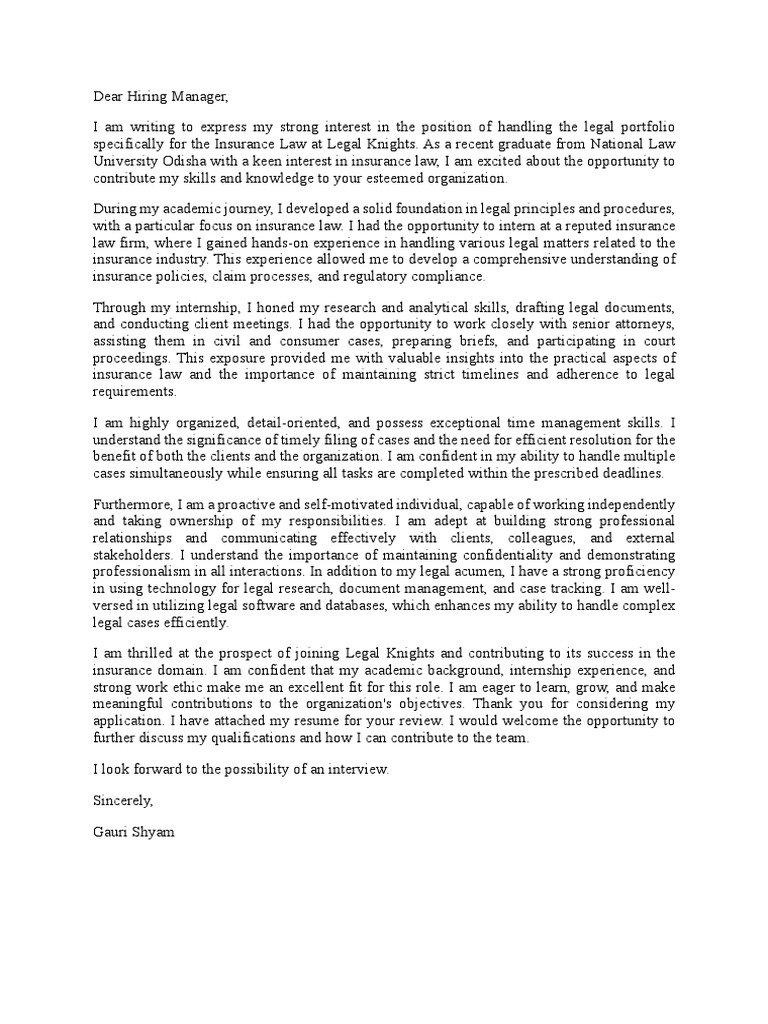 Cover Letter - Legal Knights | PDF | Insurance | Business