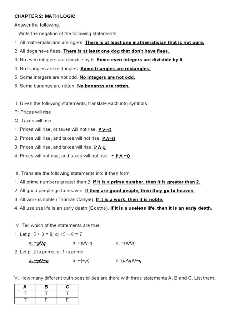 Chapter 2 - Math Logic | Download Free PDF | Logical Expressions | Mathematics