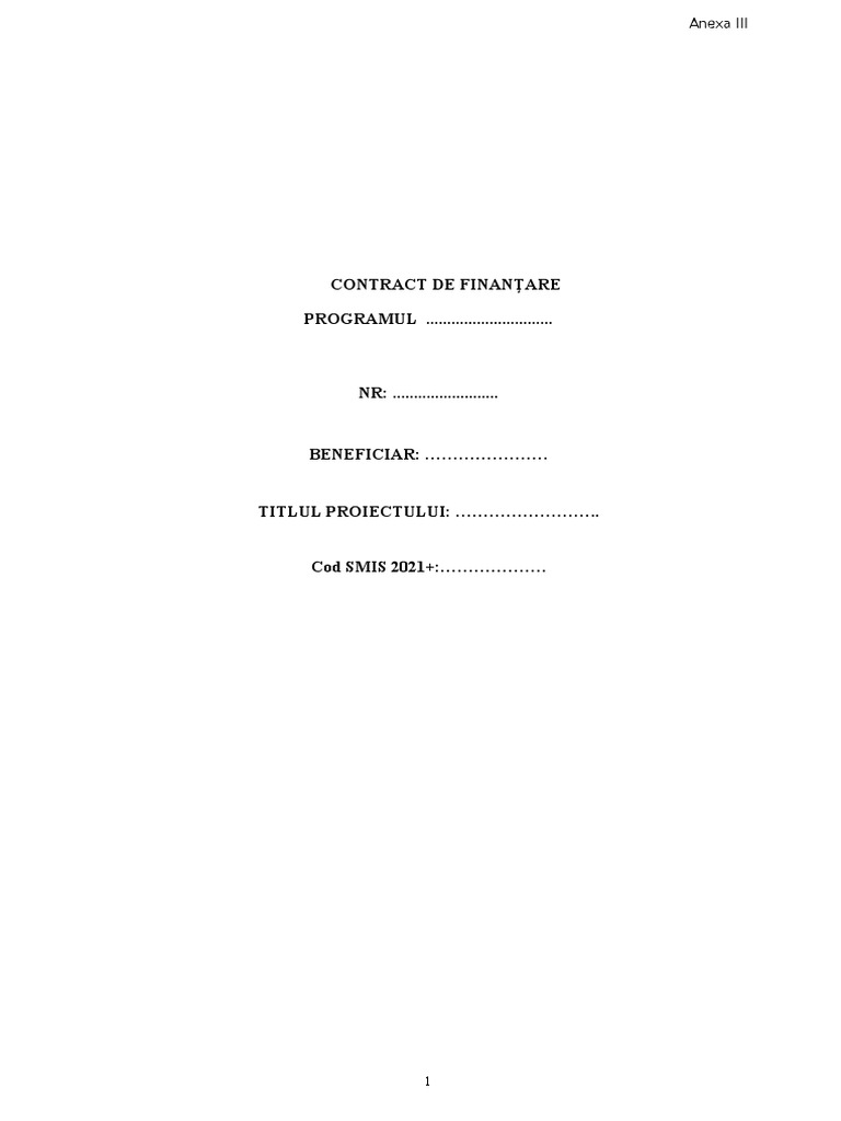 3.anexa III - Model Contract Finantare | PDF