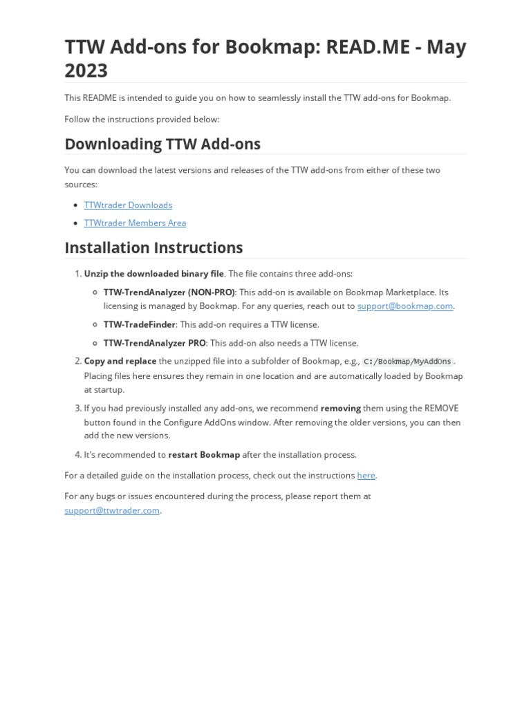 Bookmap TTW Add-ons Setup Guide | PDF