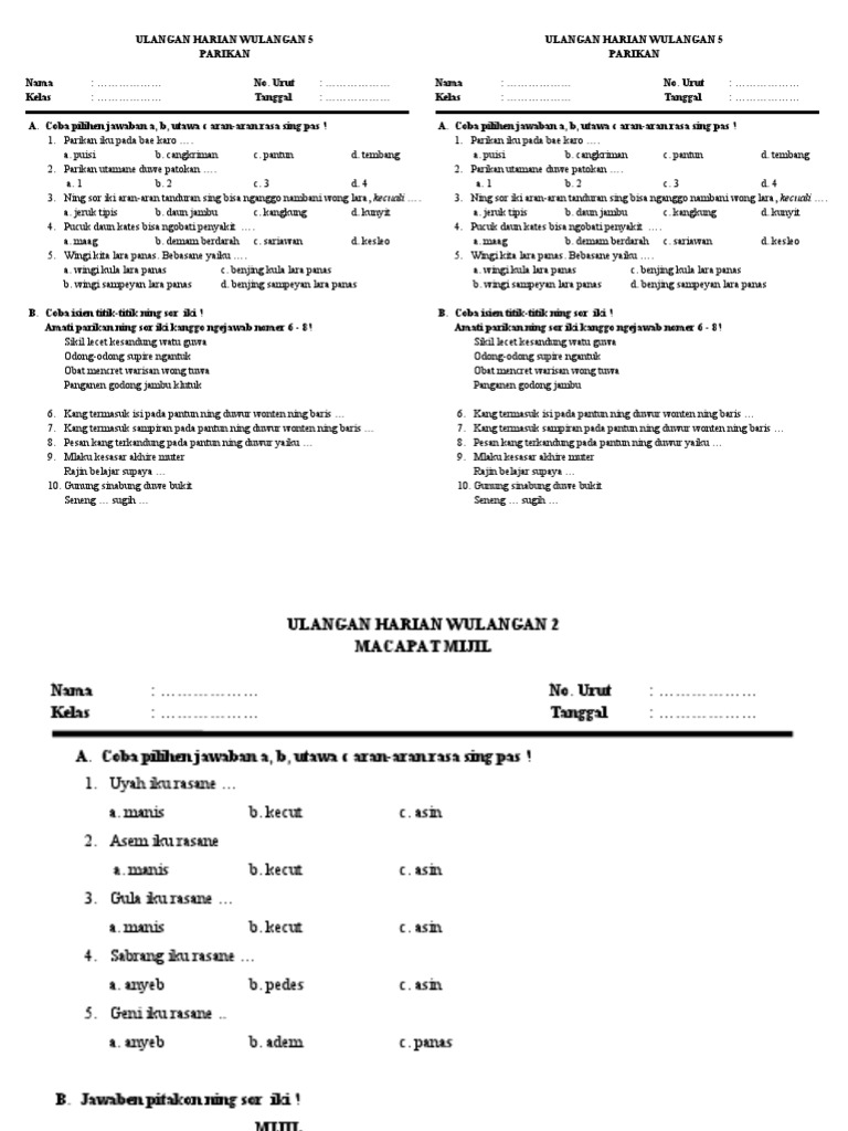 Ulangan Harian Parikan dan Macapat | PDF