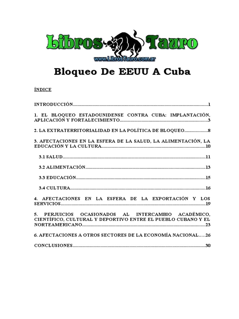 Impacto del Bloqueo de EE.UU. a Cuba | PDF | Cuba | Los Estados Unidos