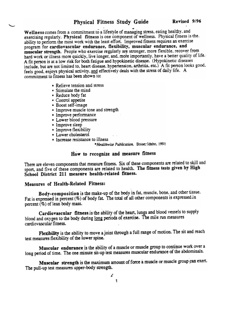 Physical Fitness PE Study Guide | PDF | Physical Fitness | Aerobic Exercise