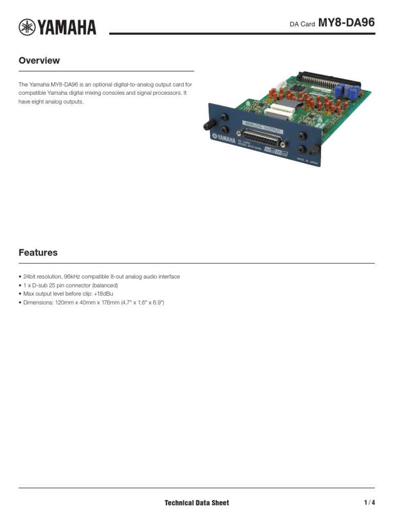 MY8-DA96 Datasheet | Download Free PDF | Digital To Analog Converter ...