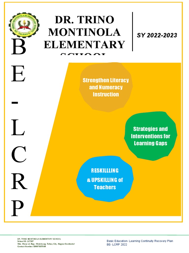 SEPT-2-2022-DR.-TRINO-MONTINOLA-BE-LRCP-2022-2023-1-3 | PDF | Learning | Teachers