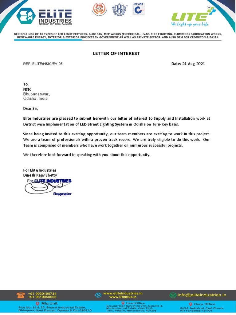 Elite_ Letter of interest_NSIC | PDF