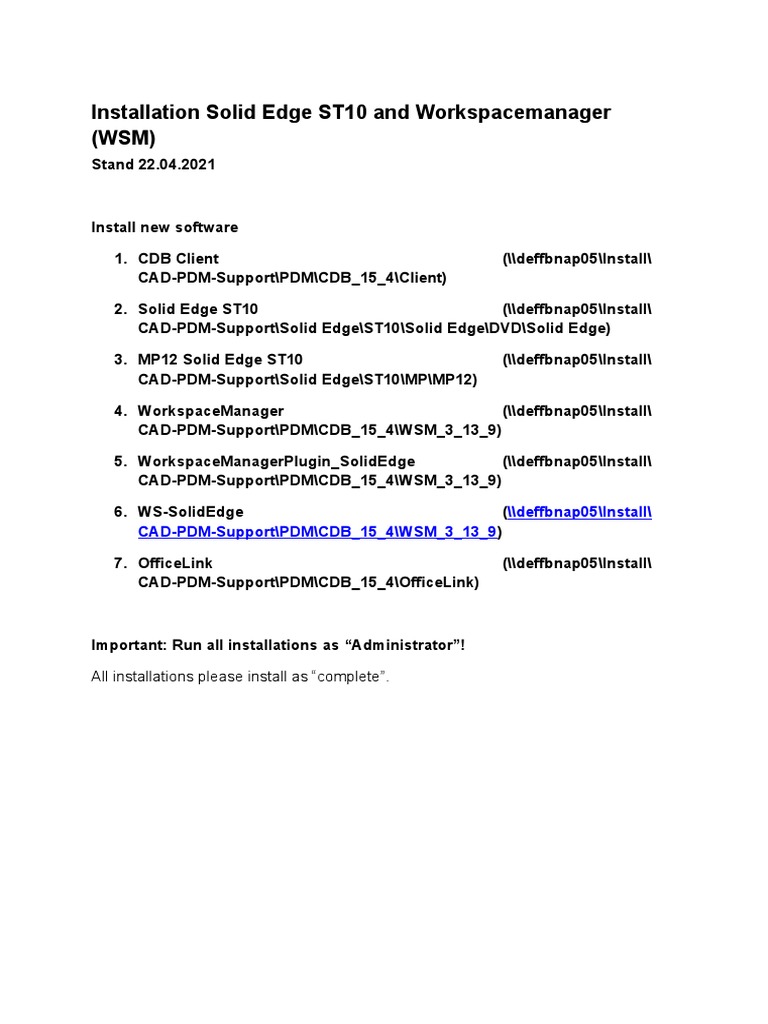 installation_SE_PDM | PDF