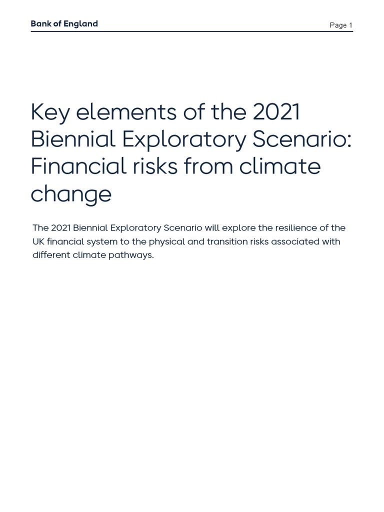 BOE 2021 Climate Scenarios - Financial-Risks | PDF | Low Carbon Economy | Climate Change