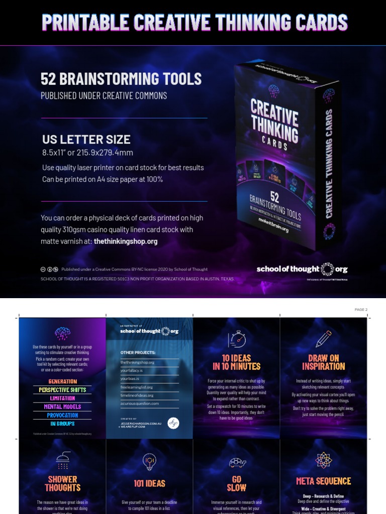Creative Thinking Card Deck Guide | PDF | Thought | Brainstorming