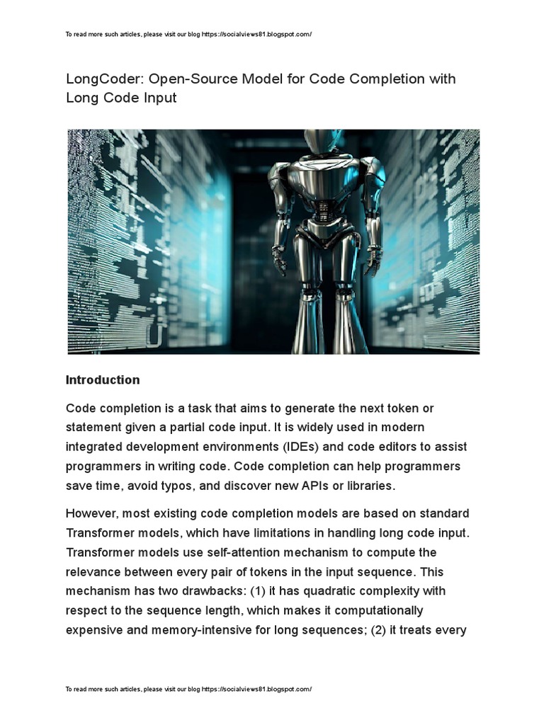 LongCoder: Open-Source Model For Code Completion With Long Code Input | PDF | Computing ...