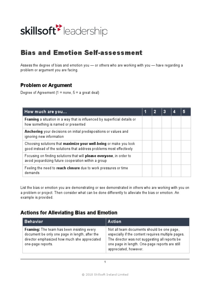 Bias and Emotion Self-Assessment Tool | PDF | Career & Growth