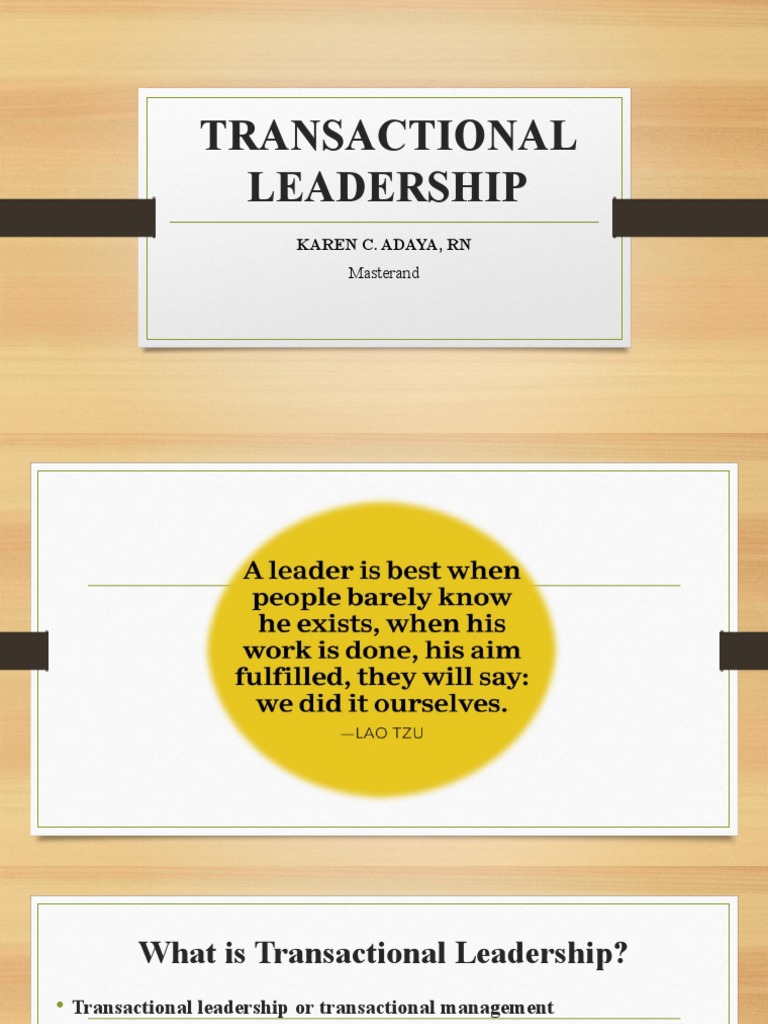 Transactional Leadership | PDF | Leadership | Control (Social And ...