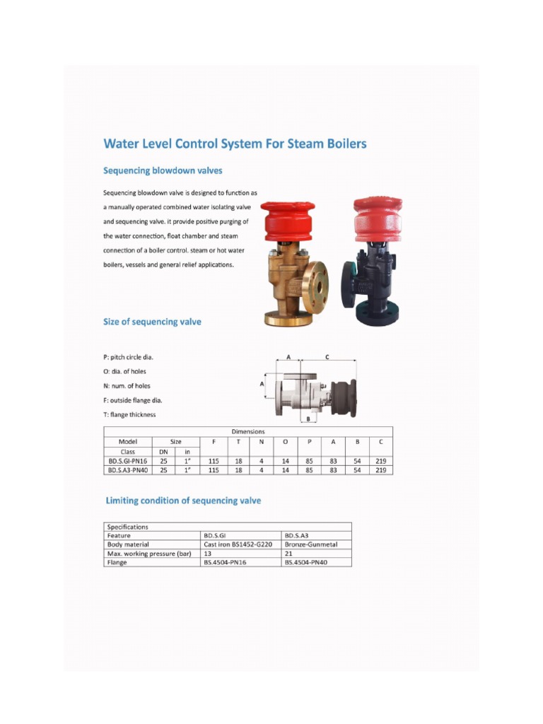 WATER LEVEL CONTROL SYSTEM FOR STEAM BOILERS Sequencing Blowdown Valves ...