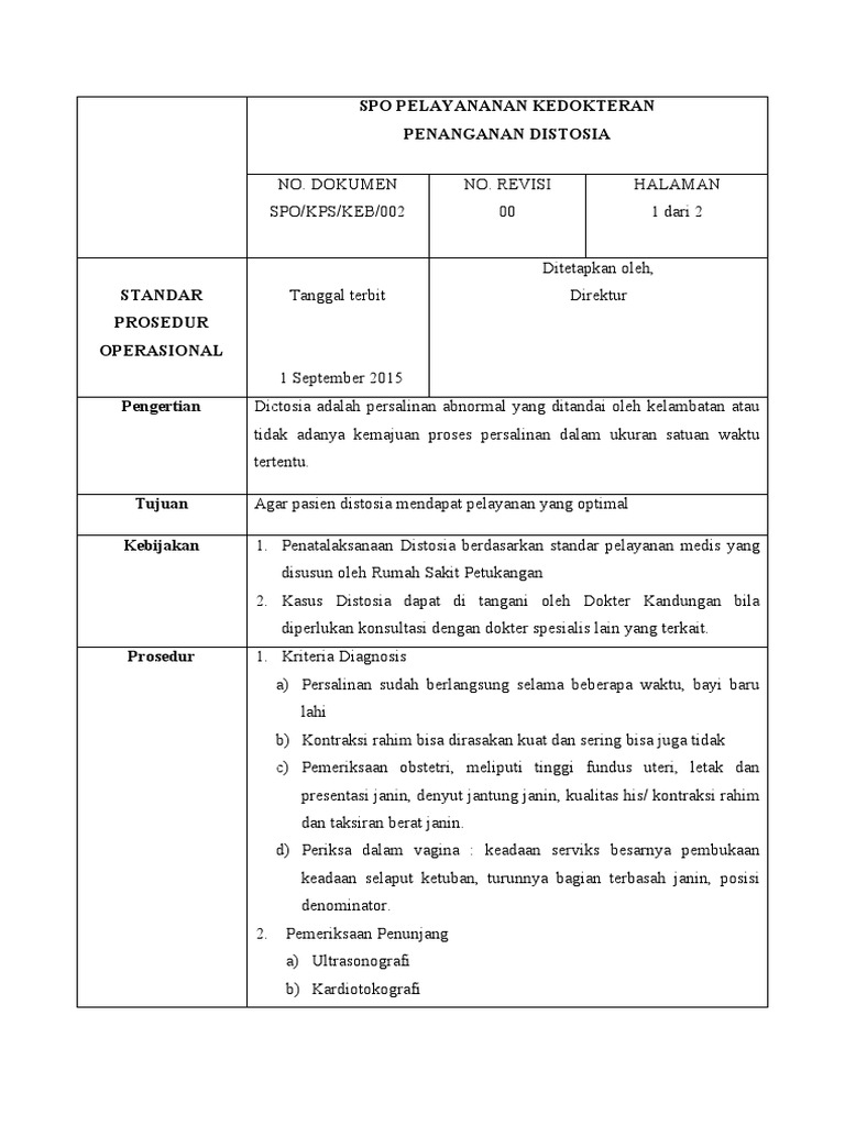 Penanganan Distosia dalam Persalinan | PDF