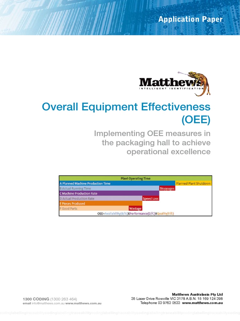 Application Paper - Measuring and Implementing OEE - Matthews Australasia | PDF | Performance ...
