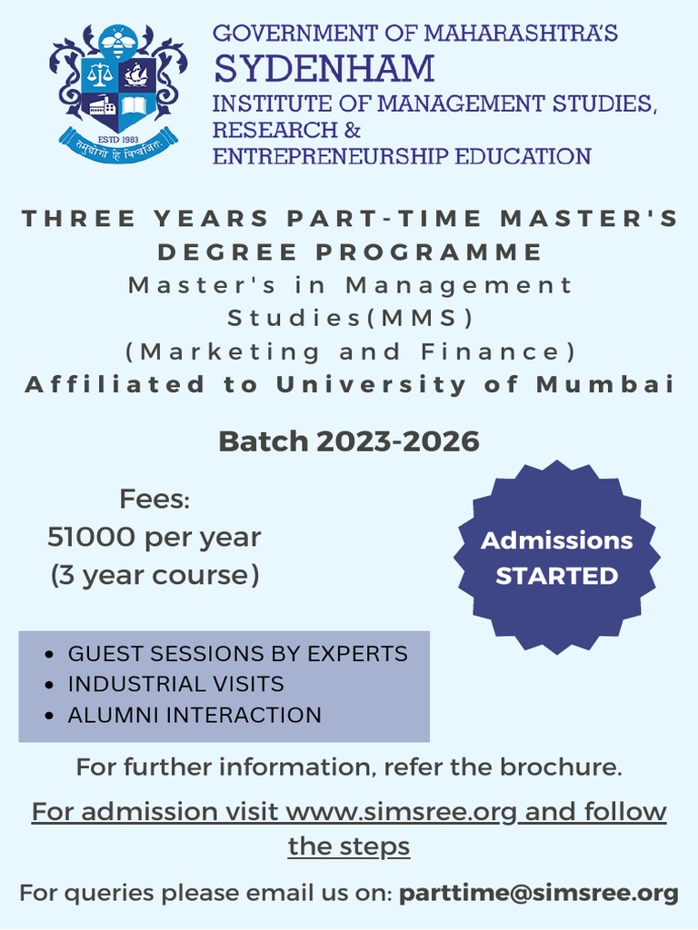 SIMSREE Part Time Brochure 1 | PDF | Academic Degree | Valuation (Finance)