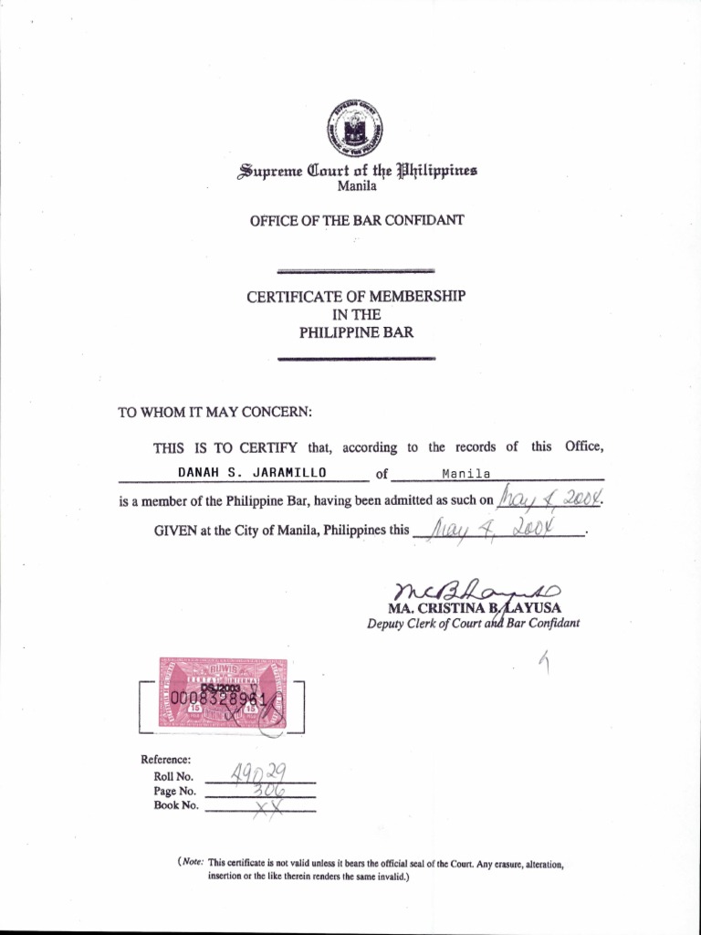 Item 25.B - Atty. Jaramillo-Certificate of Membership in The Philippine ...