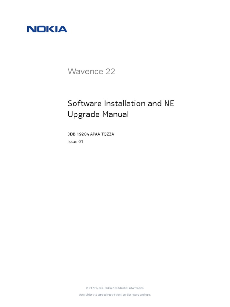 3DB19284APAATQZZA01 - V1 - Wavence 22 Software Installation and NE ...
