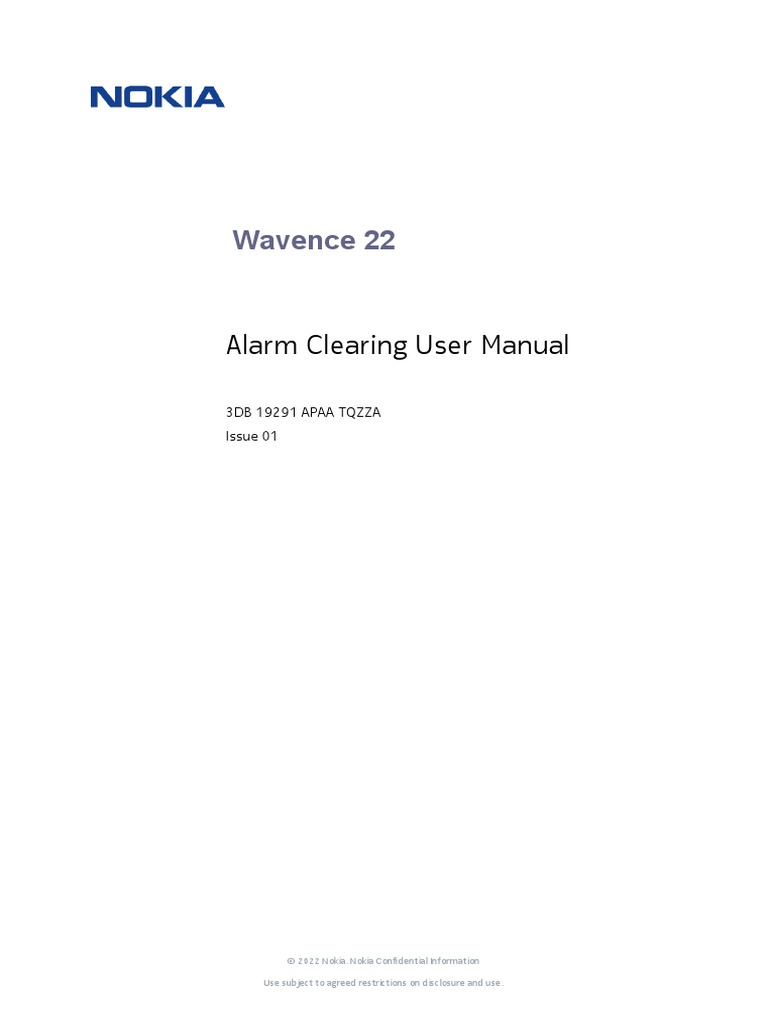 3DB19291APAATQZZA01 - V1 - Wavence 22 Alarm Clearing User Manual | PDF ...