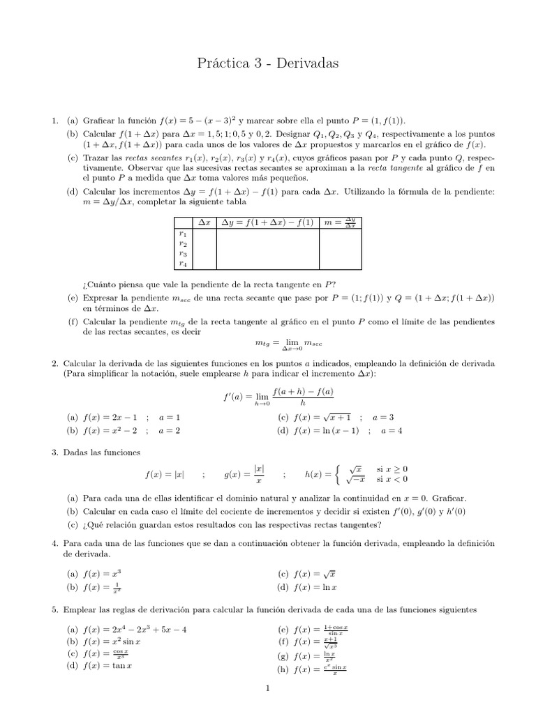 Practica 3 Derivadas | PDF | Derivado | Pendiente