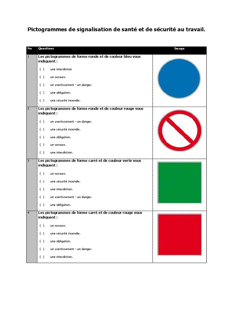 Pictogrammes de sécurité au travail | PDF | Rouge