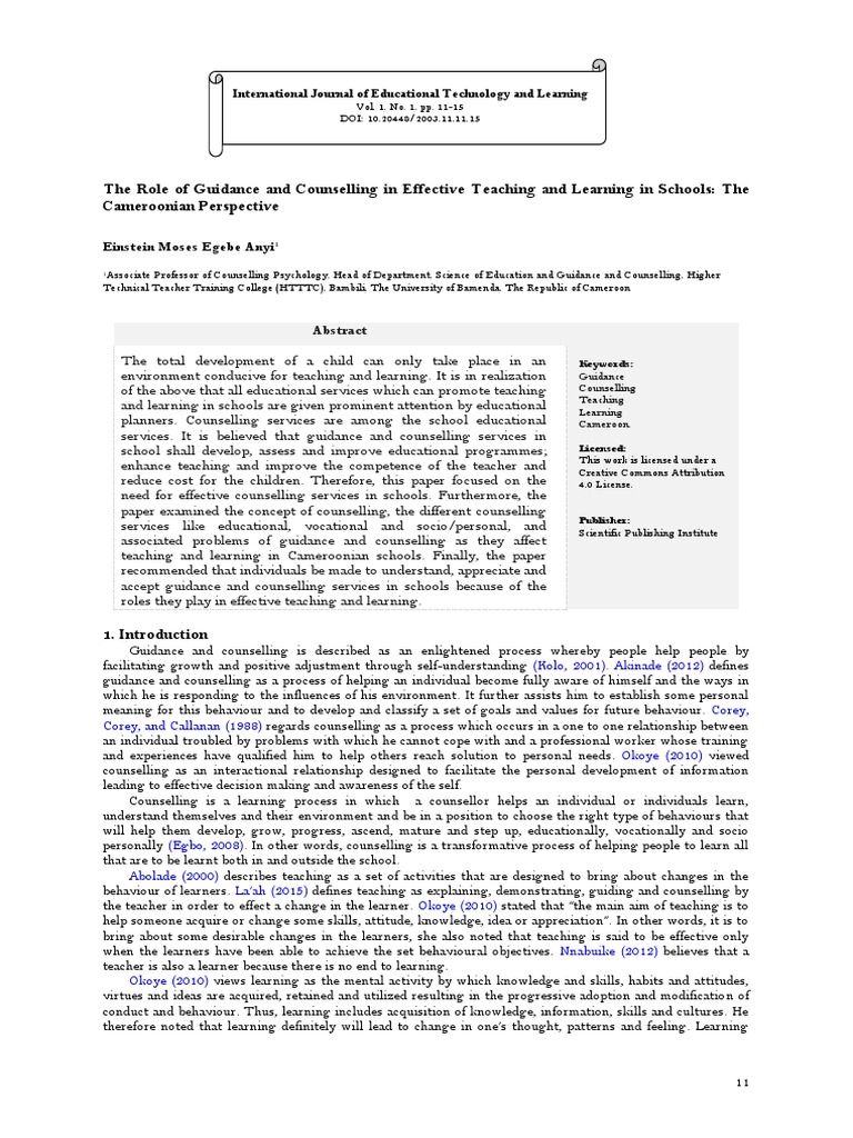 Need For Counseling | PDF | Learning | Teachers