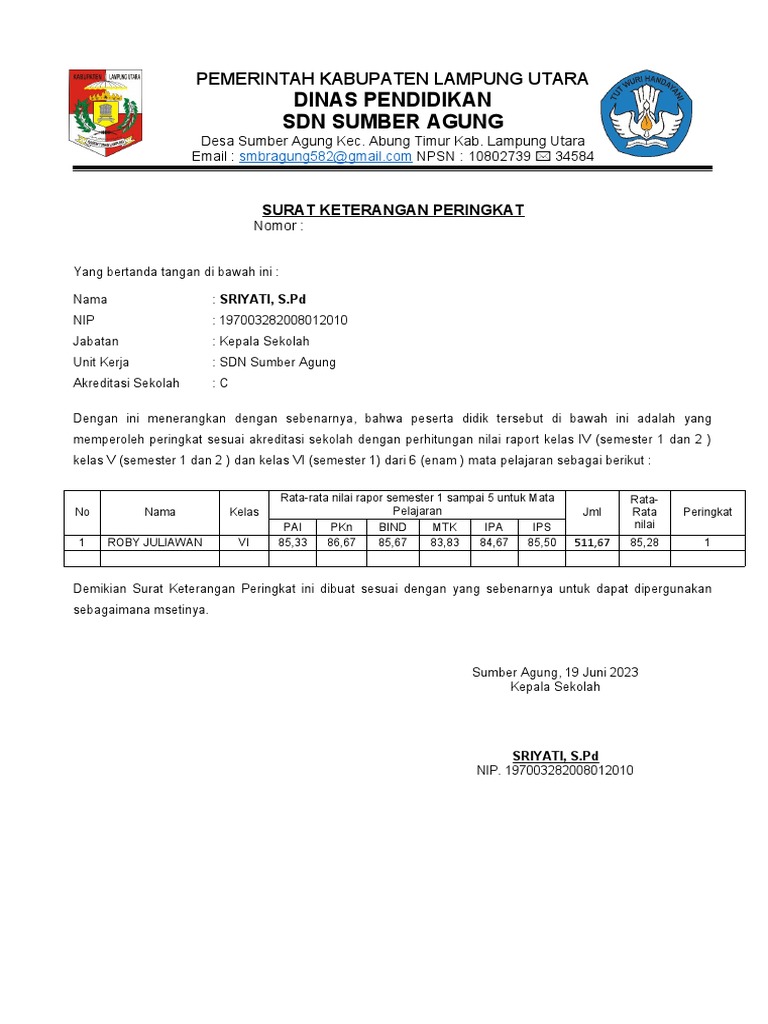 Surat Keterangan Peringkat | PDF