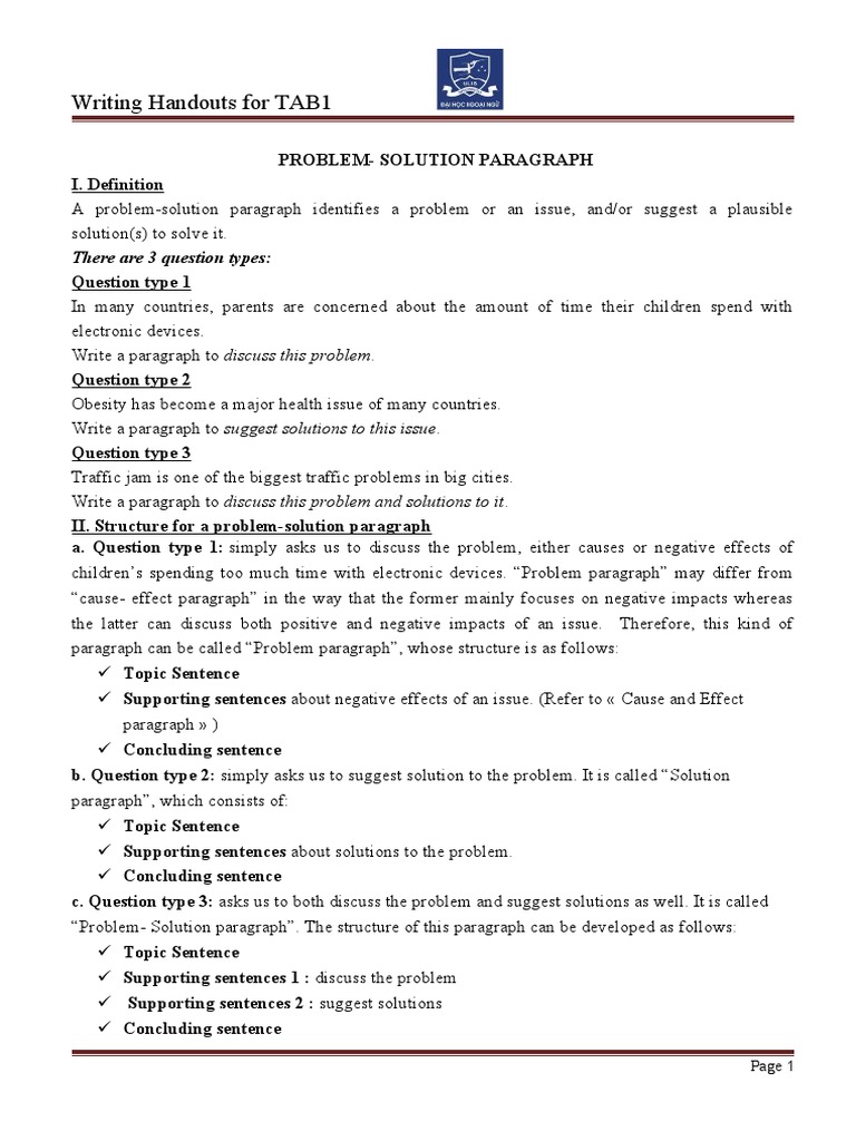 T04 - Writing - ProblemSolutionParagraph | PDF | Traffic | Obesity