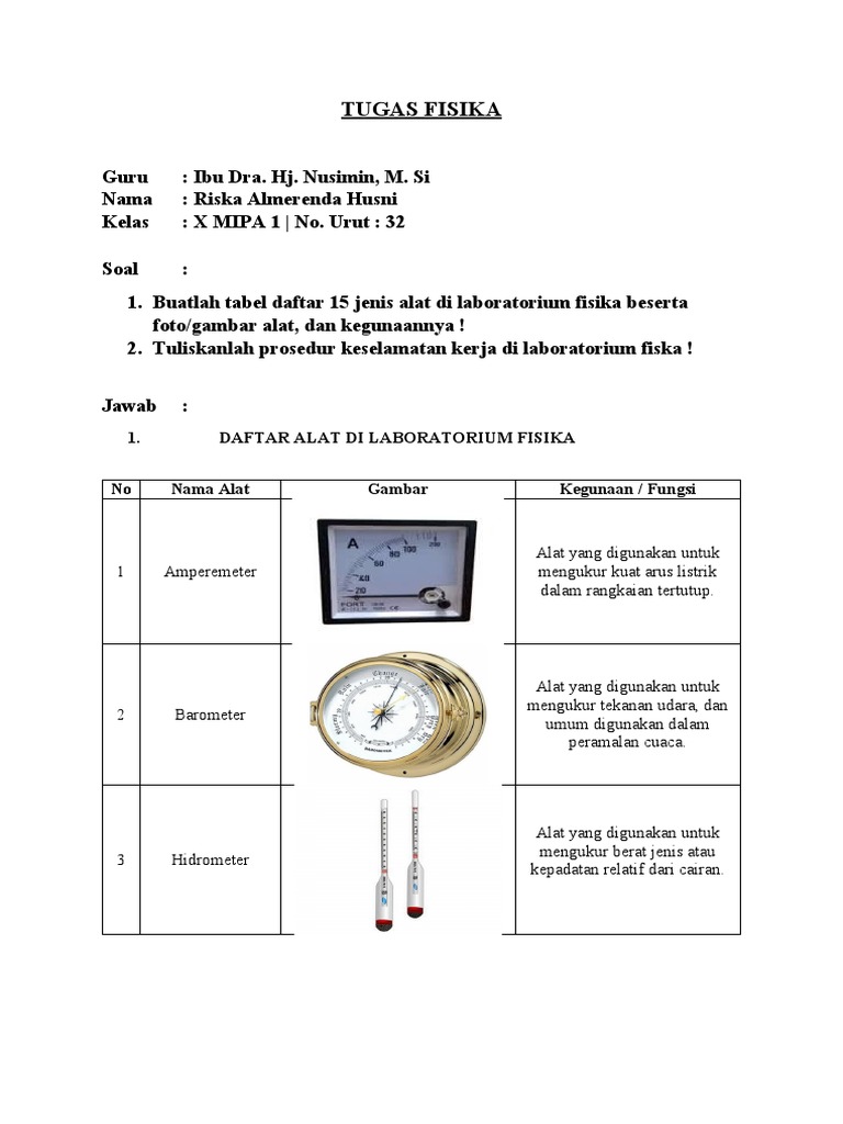 Fisika - Tugas Tabel | PDF